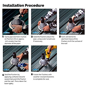 Flashers #3 White EPDM Flexible Roof Jack Pipe Boot Metal Roofing Pipe Flashing (Pipe OD 1/4" to 5")