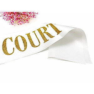 Ashaqshnglee Homecoming Court Sashes Bulk 6 pack, Gold Glitter Letter Sashes for Pageants Homecoming Party School Dance Graduation Party Favors Decorations Accessories,White