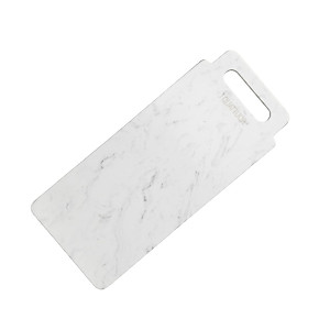 J QUATTUOR Home White Marble Cutting Board, Cheese Board, Serving Tray, Charcuterie Board, Rectangular Shape Fruit Platter with Handle for Cheeses, Meat, Fruits, Appetizers and Sushi