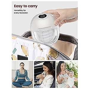 Momdiary Hands Free Breast Pump – Wearable Breast Pump with Ergonomic Baby Mouth for Painless Lactation – Portable Electric Pump with 4 Modes and 9 Levels – Compact and Comfortable Wireless Pump