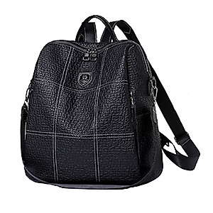 BONVEN Small Backpack for Women,Fashion Backpack Purse Faux Leather Shoulder Back Pack Bag Black