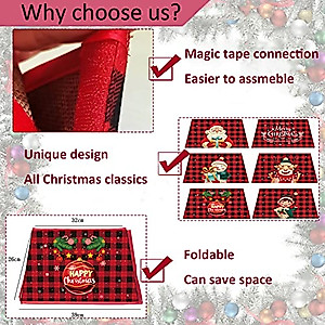 DmHirmg Christmas Tree Collar,Red and Black Christmas Tree Collar for Artificial Trees,Hexagonal Base Tree Skirt with 6 Different Patterns for Christmas Decorations Holiday Party