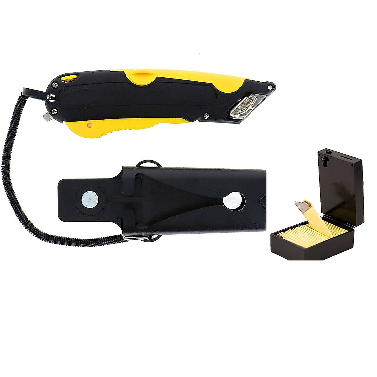 Veltec EZ-2000 YELLOW Safety Box Cutter Knife & 81 Count Box of Blades