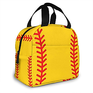 Lunch Bag Baseball Stitches Softball Tote Bag Insulated Lunch Box Water-Resistant Cooler Bag For Men/Women/Picnic/Boating/Beach/Fishing