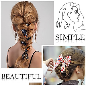 Chuangdi 10 Pcs Hair Scrunchies Hair Scarf with Ribbon Bunny Ears Chiffon Floral Bow Ponytail Holder Boho Elastic Floral Ropes 2 in 1 Vintage Accessories for Women