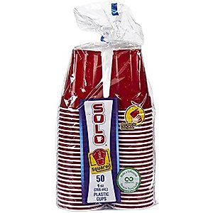 Solo Plastic Party Cups, Red - 9 oz - 50 ct
