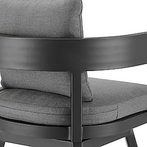 Menorca Outdoor Patio Swivel Bar Stool in Aluminum with Gray Cushions