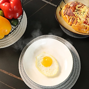 Coomin Trivets for Hot Dishes and Pans, 4Pcs Heat Resistant Pot Holders for Kitchen, 9.5 inch and 7 inch Handmade Woven Potholders, Cotton Pad Mats for Quartz Countertops and Table, Home Decor