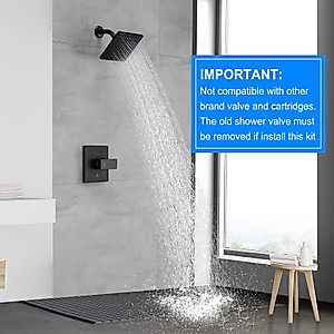 Esnbia Tub Shower Kit, Bathtub Shower Faucet Set（Valve Included) with 6-Inch Rain Shower Head, Single-Handle Shower Trim Kit, Matte Black