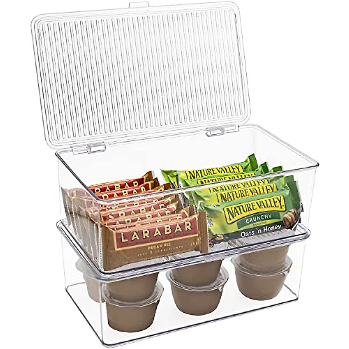 Sorbus Pantry Storage Organizer with Lids- Clear Plastic Refrigerator Organizer Bins- MultiPurpose & Versatile Stackable Cabinet Organizers- Cosmetics, Laundry, Office Supplies, Food Organizer- 2 Pack