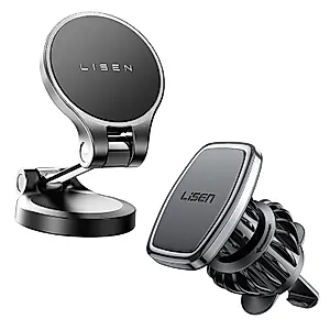 LISEN Strongest Magnetic Car Mount 360° Rotatable Dash Cell Phone Holder Car Hands Free *2