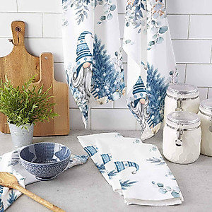 Eucalyptus Leaves Kitchen Towels,Absorbent Microfiber Kitchen Dish Hand Tea Bath Towel,Quick Dry Cleaning Cloth Dishclothes Decorative Sets, Christmas Berries Flower Pinecones Gnomes (1-PC, 18x28)