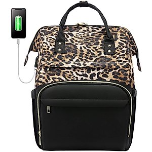 LOVEVOOK College Laptop Backpack, 15.6 Inch Travel Backpack for College, Waterproof Work Backpack Woman for Teacher Nurse Anti-theft Travel Back Pack, Gifts for Women, Leopard