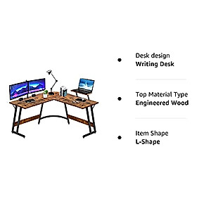 Lufeiya L Shaped Computer Desk Corner Office L-Shaped Desks for Small Space Home Student Study Bedroom Writing Table, 51 Inch with Monitor Stand Rustic