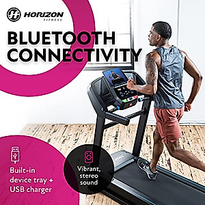 Horizon Fitness T202 Foldable Treadmill Running Machine with Incline, Fitness & Cardio, Lightweight Folding Treadmill with Bluetooth Speakers, EasyDial Controls, Tablet Holder, 325lb Capacity