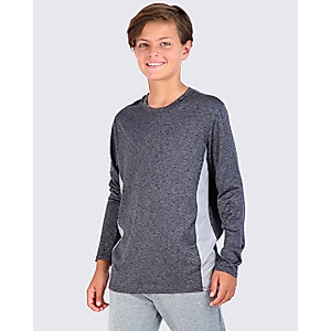 4 Pack:Boys Youth Active Wear Athletic Quick Dry-Fit Moisture Wicking Performance Basketball Gym Essentials Sport Long Sleeve Crew Undershirt Tee Top Top-Set 7, Large -(10,12)