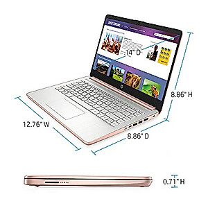 2021 HP Stream 14" HD Laptop Computer, Intel Celeron N4020 Processor, 4GB RAM, 64GB eMMC, HD Audio, HD Webcam, Intel UHD Graphics 600, 1 Year Office, HDMI, Win 10S, Rose Gold, 32GB SnowBell USB Card