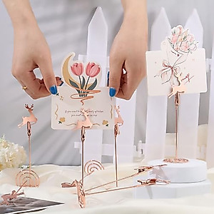 CHGCRAFT 12PCS Place Card Holders Deer Table Number Holders Name Card Holders Rose Gold Table Number Stands Table Photo Picture Holders for Party Weddings Resturants