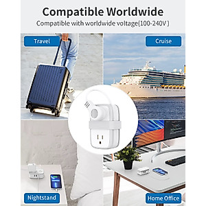 Travel Power Strip with USB Ports, NTONPOWER 4 Outlets 3 USB with 4FT Wrapped Short Extension Cord Flat Plug, USB Portable Desktop Charging Station, Compact for Hotel Travel Cruise Essentials, White