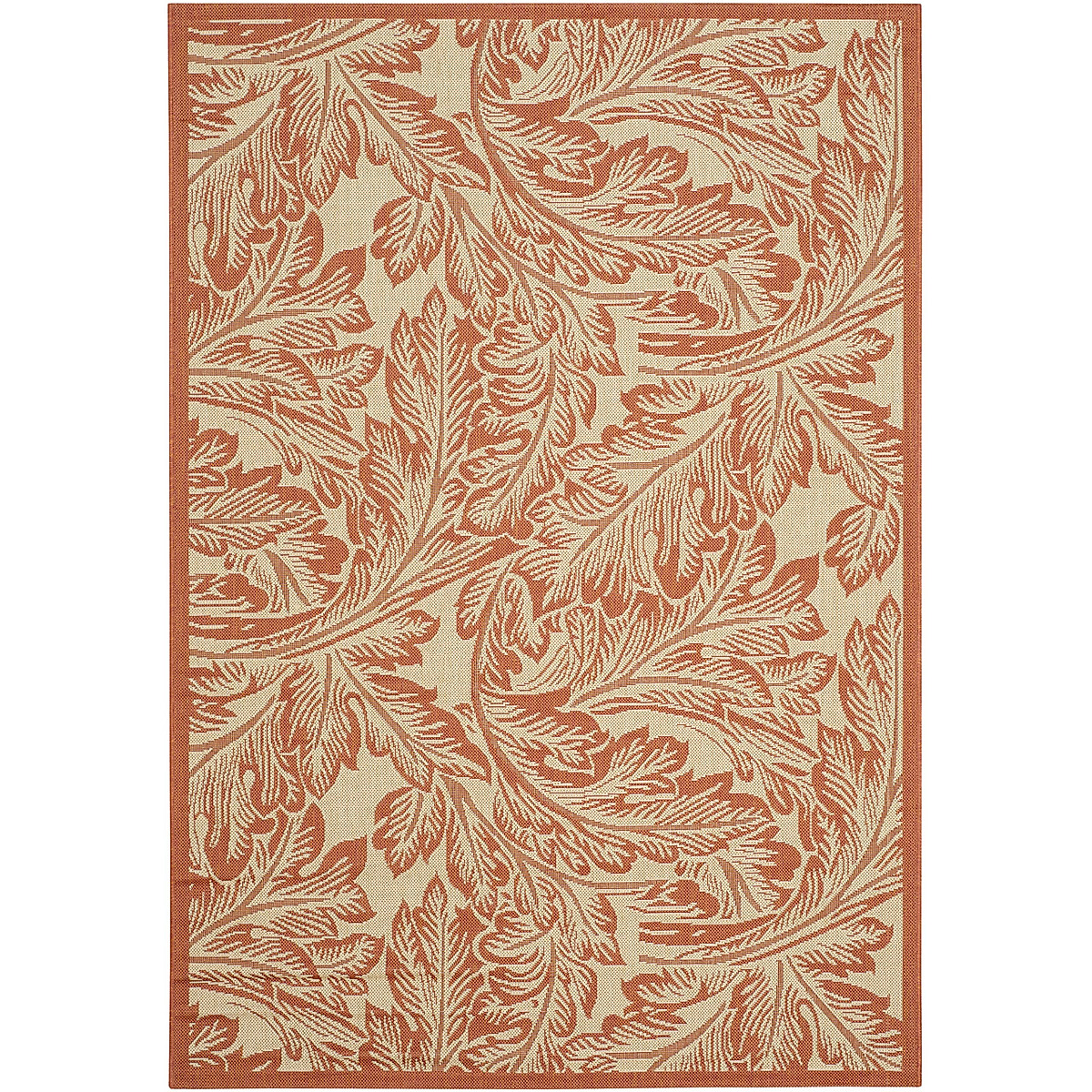 SAFAVIEH Courtyard Collection Accent Rug - 4' x 5'7", Natural & Terra, Non-Shedding & Easy Care, Indoor/Outdoor & Washable-Ideal for Patio, Backyard, Mudroom (CY2996-3201)