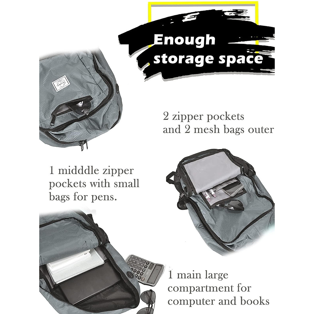 25L Lightweight Packable Backpack Handy Water Resistant Foldable Daypack Bag for Travel Camping Outdoor (Black)