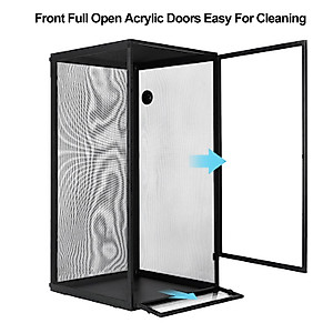 REPTI ZOO 120 Gallon Foldable Reptile Open Fresh Air Aluminum Screen Cage,Black Extra Large Reptiles Habitat Chameleon Breeding Cages 24x24x48-inches