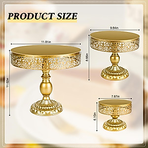 3-Pack Cake Stands, Round Metal Cupcake Stands for Dessert Table, Dessert Display Cake Stands, Brithday Wedding Party Celebration Dessert Cake Display Plates(Gold)