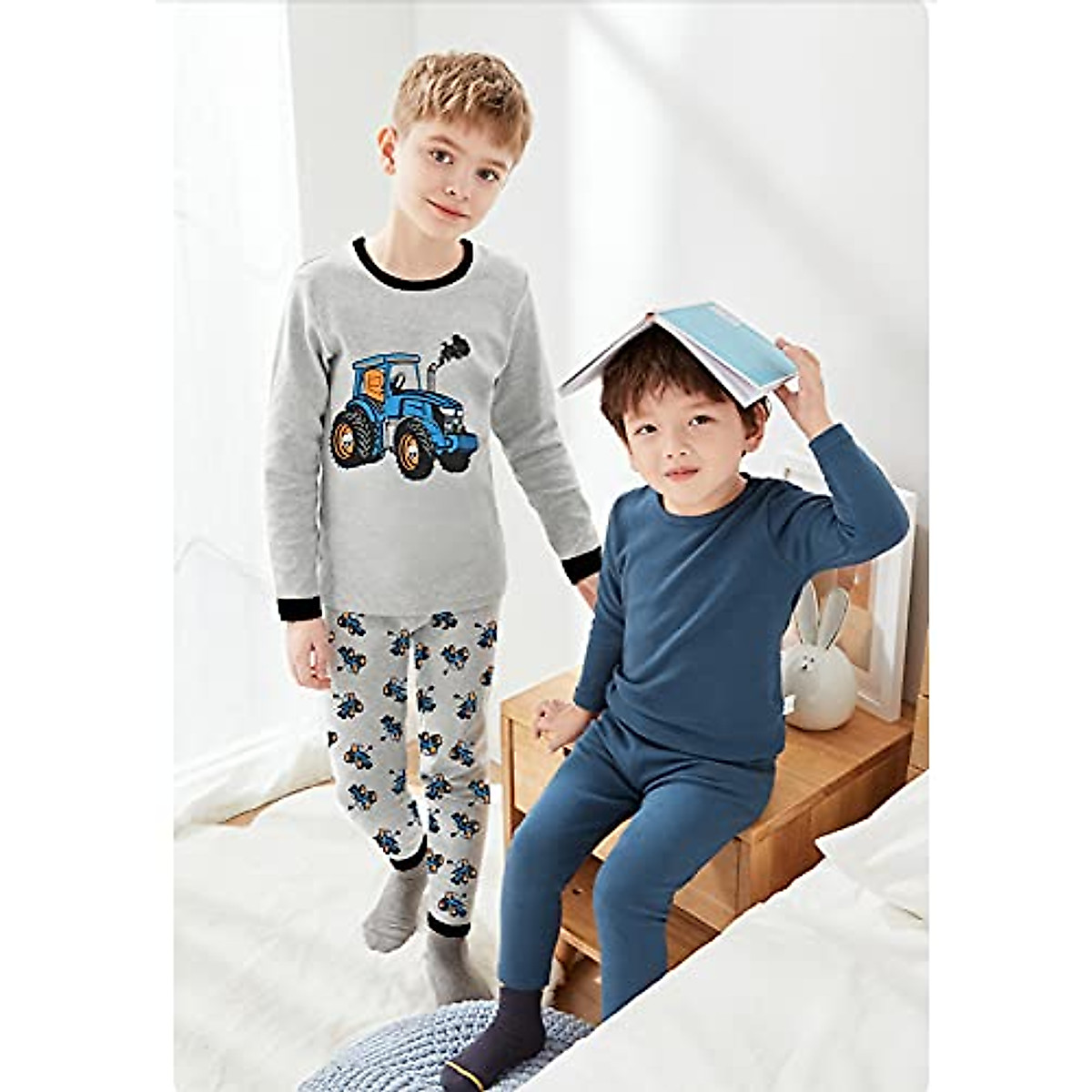 Little Hand Toddler Boys Pajamas Tractor Pjs Set Fall Winter Jammies Kids Pjs Boy Clothes Sets 5t