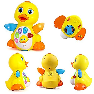 Woby Musical Duck Toy, Baby Preschool Educational Learning Toy with Music and Lights,Infant Light Up Dancing for 1 Year Old Toddler