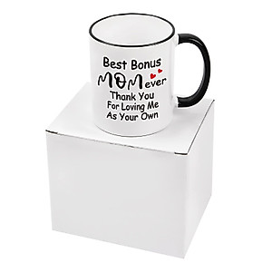 Cabtnca Bonus Mom Gifts, Best Bonus Mom Ever Mug, Bonus Mom Mothers Day Gifts, Bonus Mom Mug, Bonus Mom Gifts from Daughter, Step Mom Mothers Day Gifts, Bonus Mom Birthday Christmas Gifts, 11Oz