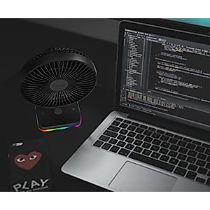 Hiree Personal USB Desk Fan with LED Lights, Quiet Air Circulator Table Fan with 1 USB Charging Port - Suitable for Home, Bedroom, Office