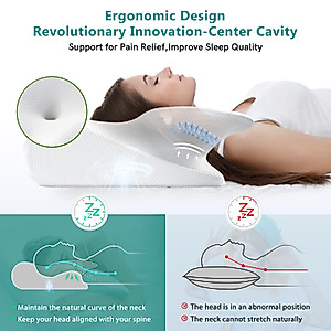 TailsUp Cervical Neck Pillow, Neck Pillows for Pain Relief, Orthopedic for Sleeping with Cooling Pillowcase, Bed Support for Side, Back, Stomach Sleeper