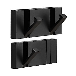 SPIEASSE 2 Pack，Modern Waterproof Black Wall Hooks，Foldable Towel Hooks for Bathrooms, Coat Hooks Wall Mounted - Ideal for Bathroom, Kitchen, Balcony