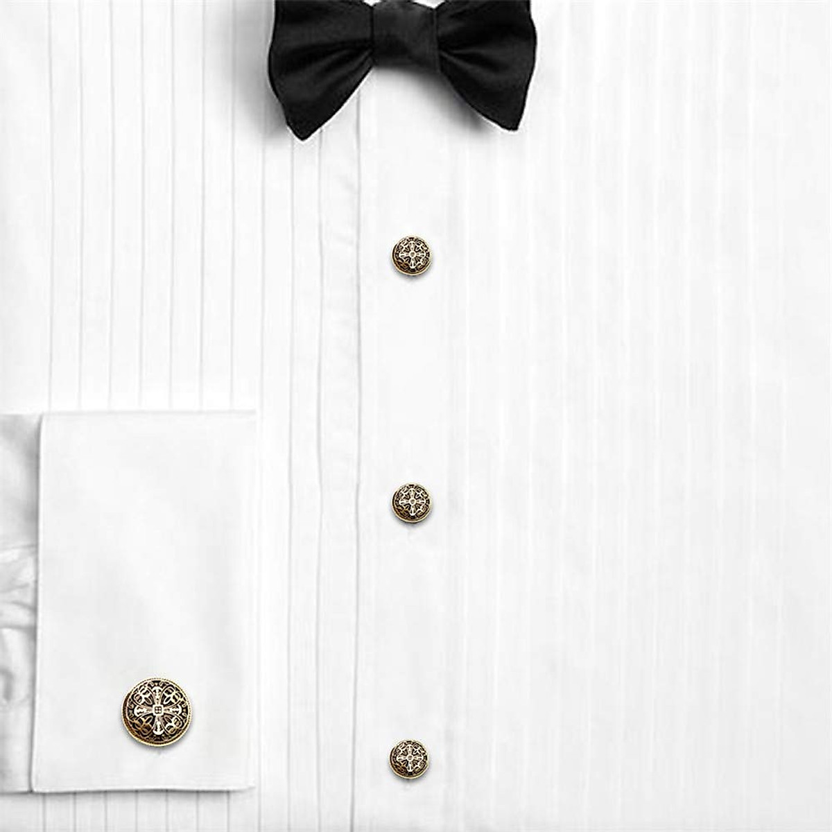 HAWSON Retro Pattern Cufflinks and Tuxedo Shirt Studs Set for Men Wedding Birthday Party with Gift Box