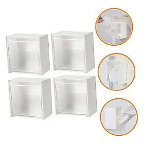 Cabilock 12 Pcs wall storage box holder wall mount cotton swab holder bathroom holder makeup organizers container with lid wall mount storage bins small container white office -