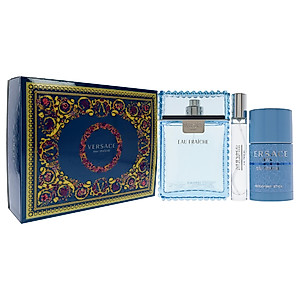 Versace Versace Eau Fraiche Men 3 Pc Gift Set 3.4oz EDT Spray, 2.5oz Deodorant Stick, 0.33 EDT Spray