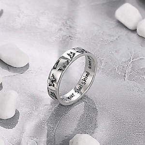 LOVECOM Butterfly Rings, 925 Sterling Silver Various Flying Butterflies Rings for Women Bohemian Delicate Do What Makes Your Soul Shine Letters Ring Cute Insect Wedding Bands Jewelry Gifts for Her