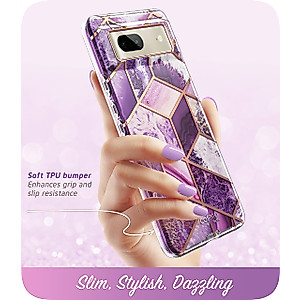 i-Blason Cosmo for Google Pixel 7 Case with Built-in Screen Protector [Support Wireless Charging] Slim Full-Body Stylish Shockproof Anti-Scratch Protective Phone Case for Pixel 7 (2022), Purple