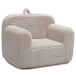 ALIMORDEN Kids Ultra-Soft Snuggle Foam Filled Chair, Toddler Cuddly Sherpa Reading Couch for Boys and Girls, Light Grey
