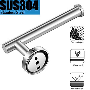 Pynsseu Brushed Nickel Toilet Paper Holder and Hand Towel Ring, 2 Pieces Bathroom Accessories SUS 304 Stainless Steel Wall Mount Hardware Set