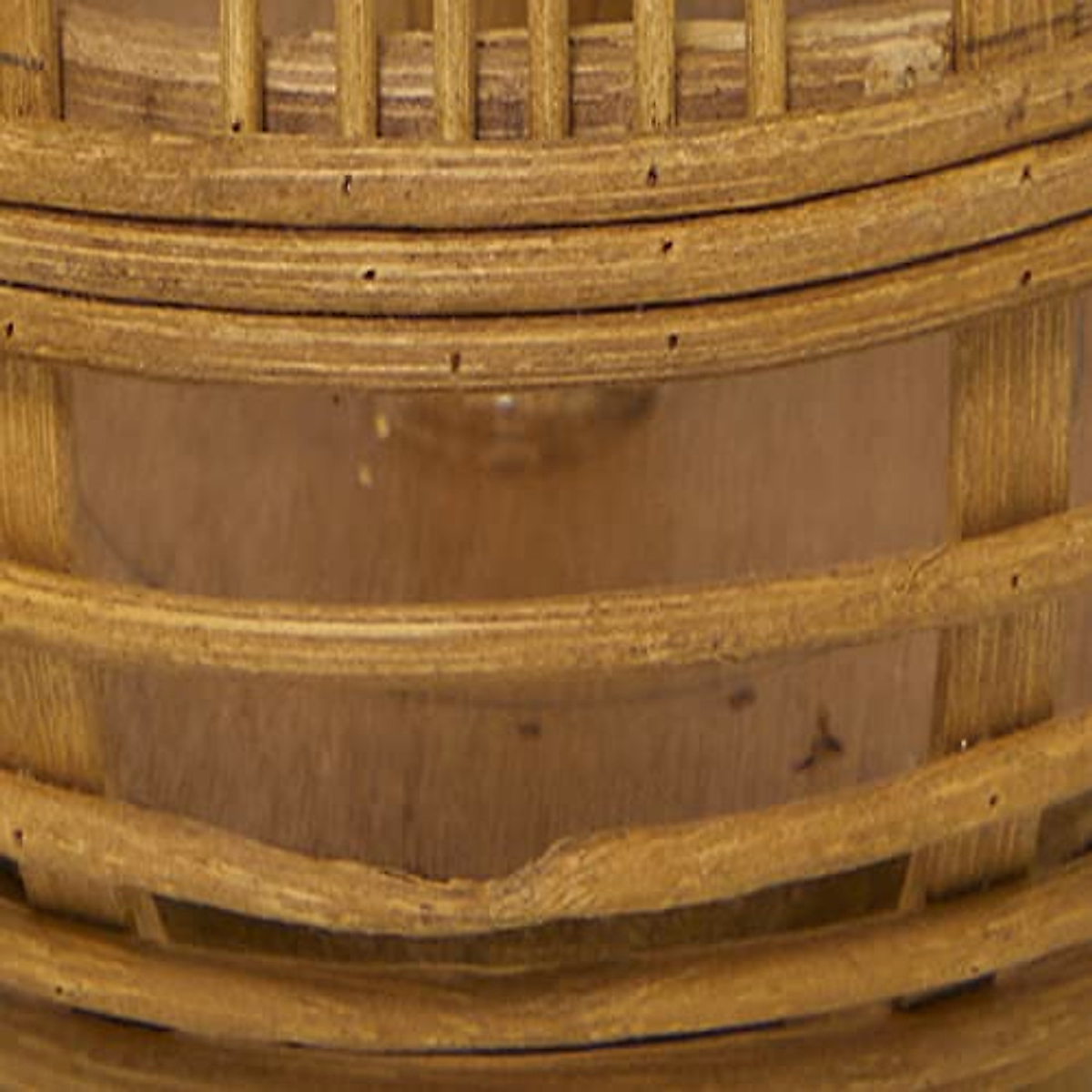 The Novogratz Bamboo Handmade Decorative Candle Lantern with Handle, 11" x 11" x 15", Brown