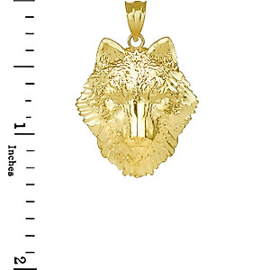 Fine 10k Yellow Gold Tribal Wolf Head Charm Pendant