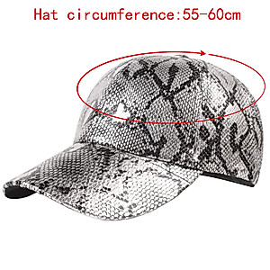 LABANCA Unisex Snakeskin Baseball Cap PU Leather Casual Trucker Baseball Cap Hat, Silver