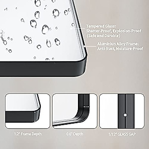 LOAAO Black Metal Framed Bathroom Mirror for Wall, 22X30 Inch Rounded Rectangle Mirror, Matte Black Bathroom Vanity Mirror Farmhouse, Anti-Rust, Tempered Glass, Hangs Horizontally or Vertically