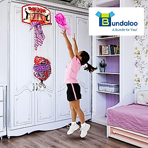 Bundaloo Slam Dunk Basketball Hamper - Over The Door 2 In 1 Hanging Basketball Hoop Or Laundry Hamper Boys & Girls Room Decor - Fun Gift