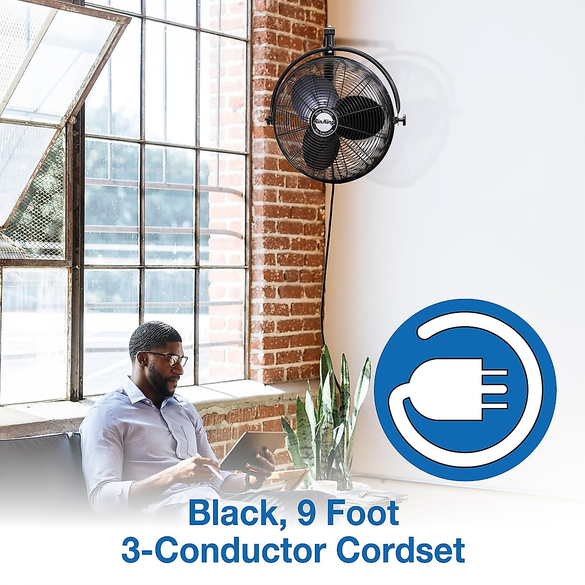 Air King 9020 1/6 HP Industrial Grade Wall Mount Fan, 20-Inch,Black