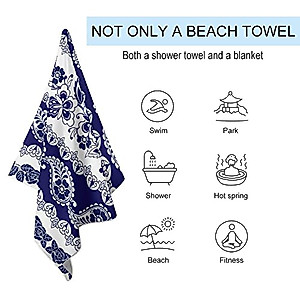 My Little Nest Bath Towels Soft Absorbent Bathroom Towel Lace Bohemian Floral Paisley Stripes Quick Dry Bath Towel Large Shower Towels Lightweight Hand Towels 31" x 51"