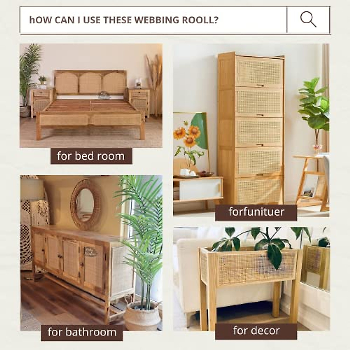 CLAYNIX 24" Width Square Cane Webbing- 24" x 20 Ft Sheet - Rattan Cane Webbing Roll -Caning Material for Chairs, Cabinet, Door -Open Weave Wicker Woven Rattan Sheets - Cane Fabric (20 FEET)