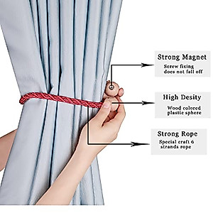 Fenghuangwu 2 Pack Magnetic Curtain Tiebacks for Drapes,Outdoor Elegant Decorative Tie Backs Weave Holdbacks for Blackout Sheer Window Treatment, Upgrade (Silver, Ball)