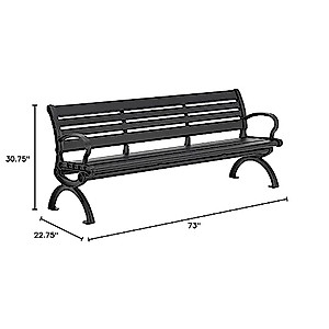 Global Industrial 6' Aluminum Park Bench with Backrest, Black